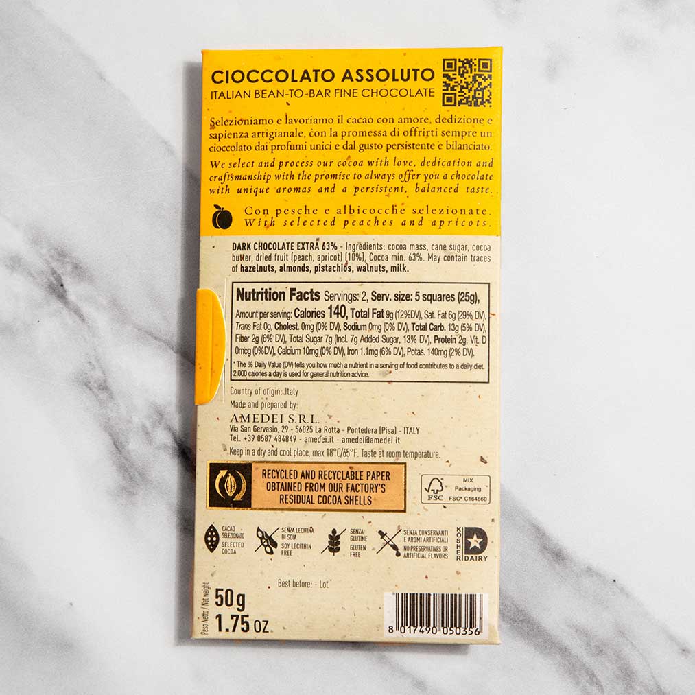 Toscano Frutti Gialli - Dark Chocolate Bar with Peaches & Apricots ...