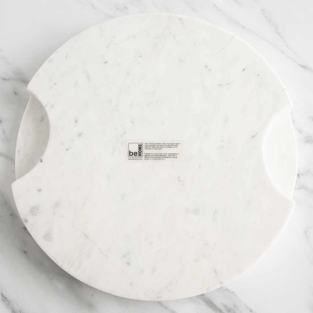 White Marble Thick Round Board with Handle Grooves/Be Home/Housewares ...