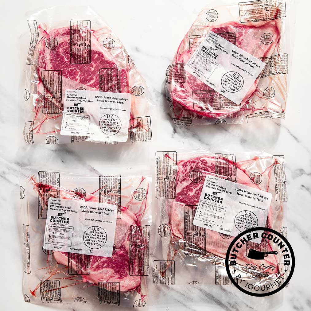 igourmet - USDA Prime Bone-In Ribeye "Cowboy" Steaks, 4 Pcs (Fresh)