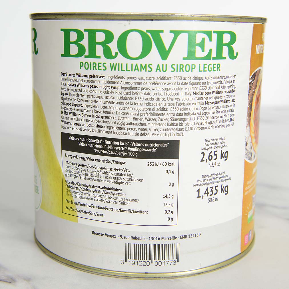Brover Williams Pear Halves in Syrup – Premium French Canned Fruit ...